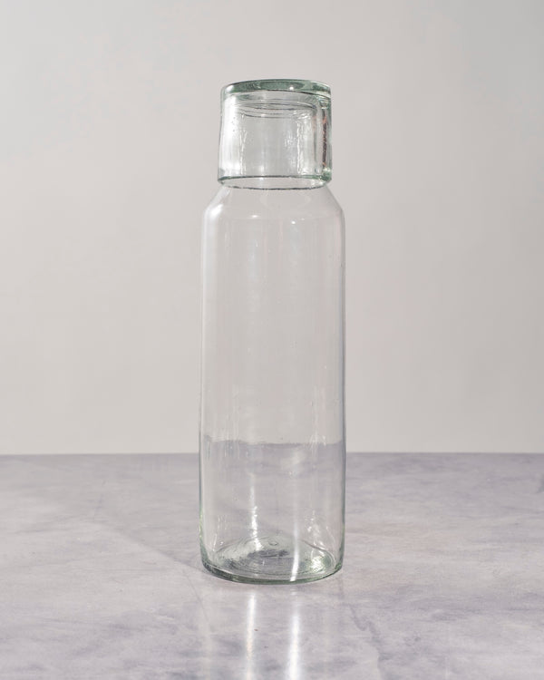 Large Slim Hand Blown Glass Carafe with Cup | TerraKlay