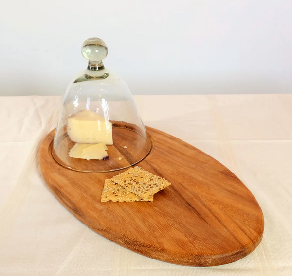 Large Oval Wood Board with Glass Dome | TerraKlay