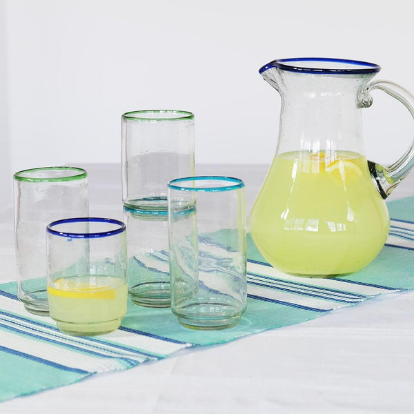Large Aqua Rim Stacking Drinking Glass | TerraKlay