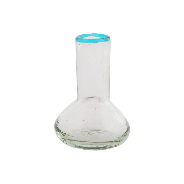 Small Aqua Rim Bulb Glass Vase - TerraKlay