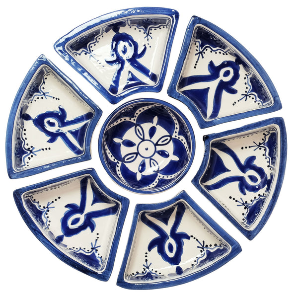 Nigella Hand Painted Ceramic Tapas Chip & Dip Taco Server Platter ...