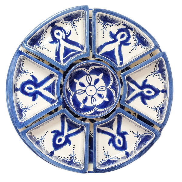 Nigella Hand Painted Ceramic Tapas Chip & Dip Taco Server Platter ...