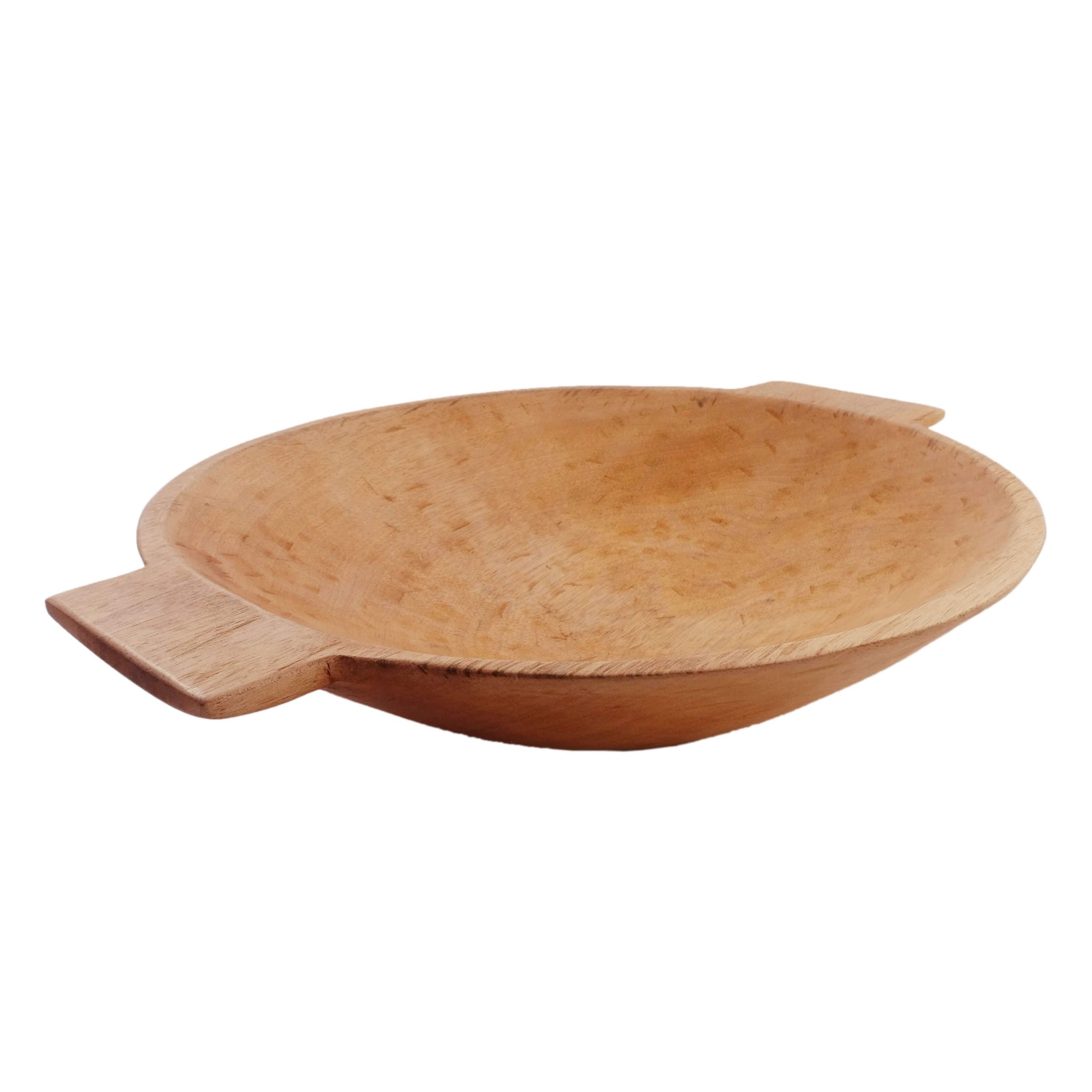 19 inch Large Wood Bowl with Handles | TerraKlay
